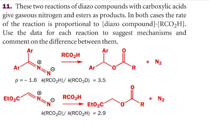 Solved 11. These two reactions of diazo compounds with | Chegg.com
