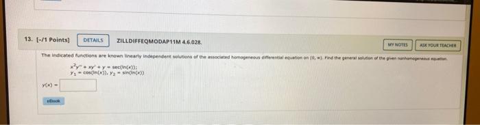 Solved 13. [-/1 Points) DETAILS ZILLDIFFEQMODAP11M 4.6.028 | Chegg.com Solved 13. [-/1 Points) DETAILS ZILLDIFFEQMODAP11M 4.6.028 | Chegg.com