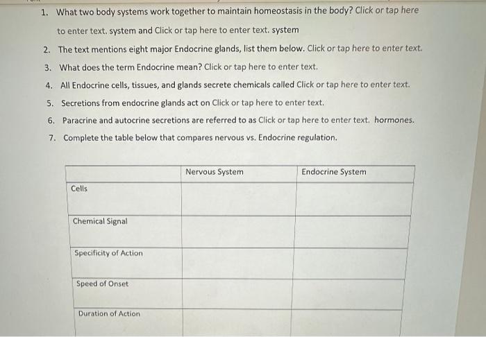 Solved 1. What two body systems work together to maintain | Chegg.com