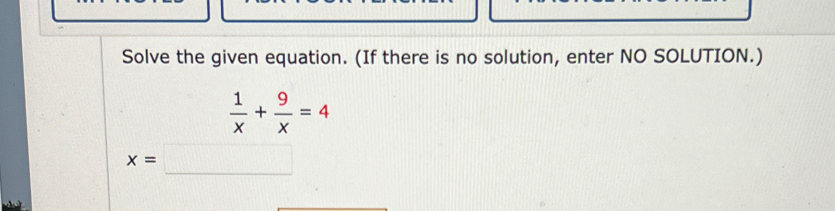 Solved Solve the given equation. (If there is no solution, | Chegg.com