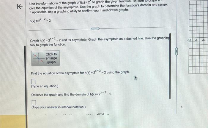Solved Use transformations of the graph of f(x)=2x to graph | Chegg.com