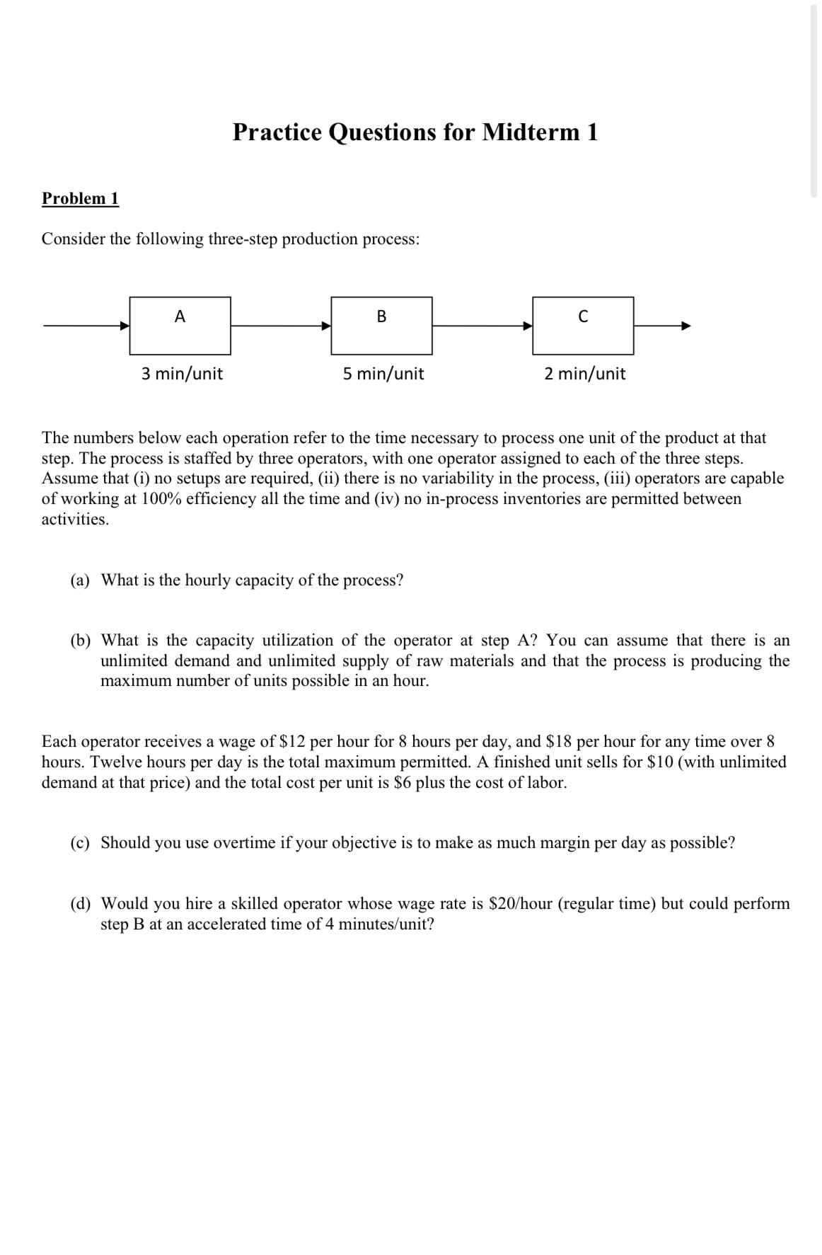 Solved Practice Questions for Midterm 1Problem 1Consider the | Chegg.com