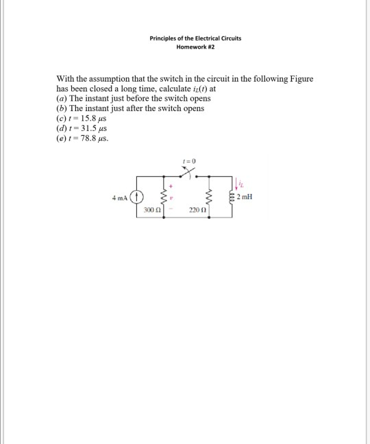 Solved Principles of the Electrical Circuits Homework #2 | Chegg.com