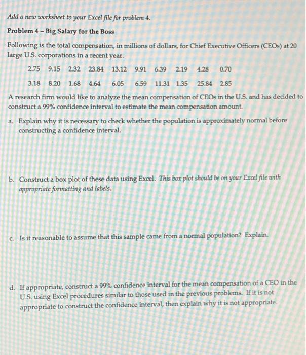 Solved Excel Lab: Finding the Margin of Error Problem 1-Any | Chegg.com