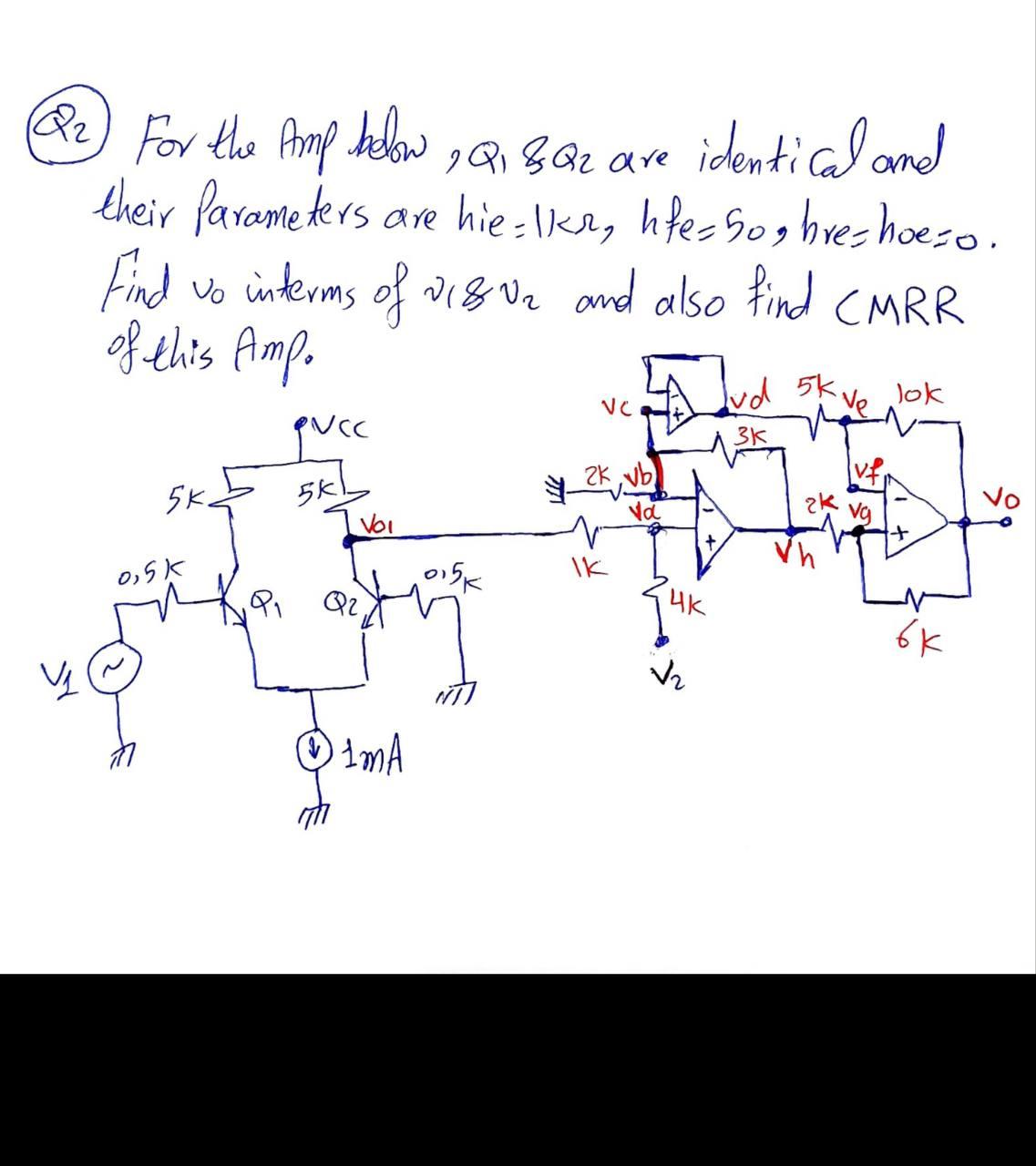 Solved 2018 Q2 are idential and Q2) For the Amp below their | Chegg.com