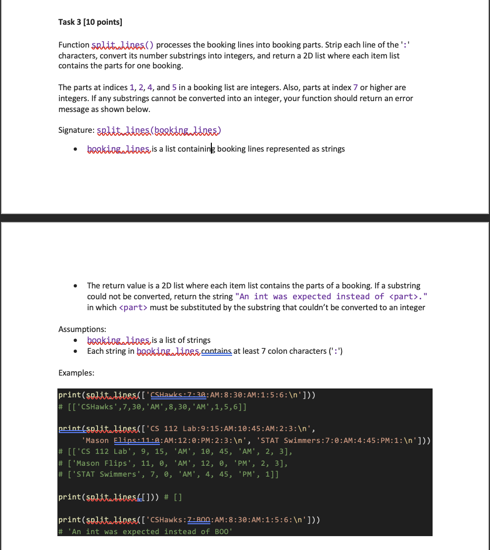 Solved Task 3 [10 ﻿points]Function splithalines () | Chegg.com