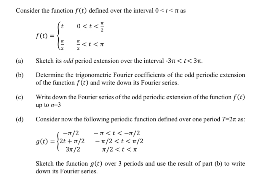 Solved by an EXPERT Consider the function f(t) ﻿defined over the interval | Chegg.com
