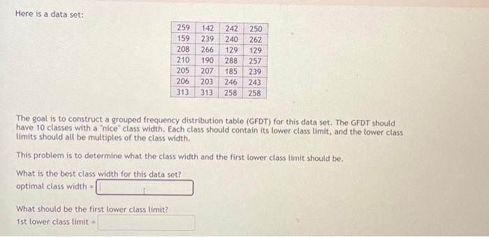 Solved Here is a data set: The goal is to construct a | Chegg.com