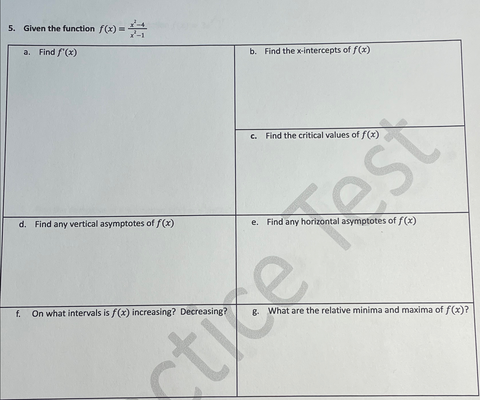 Solved Given the function f(x)=x2-4x2-1 | Chegg.com