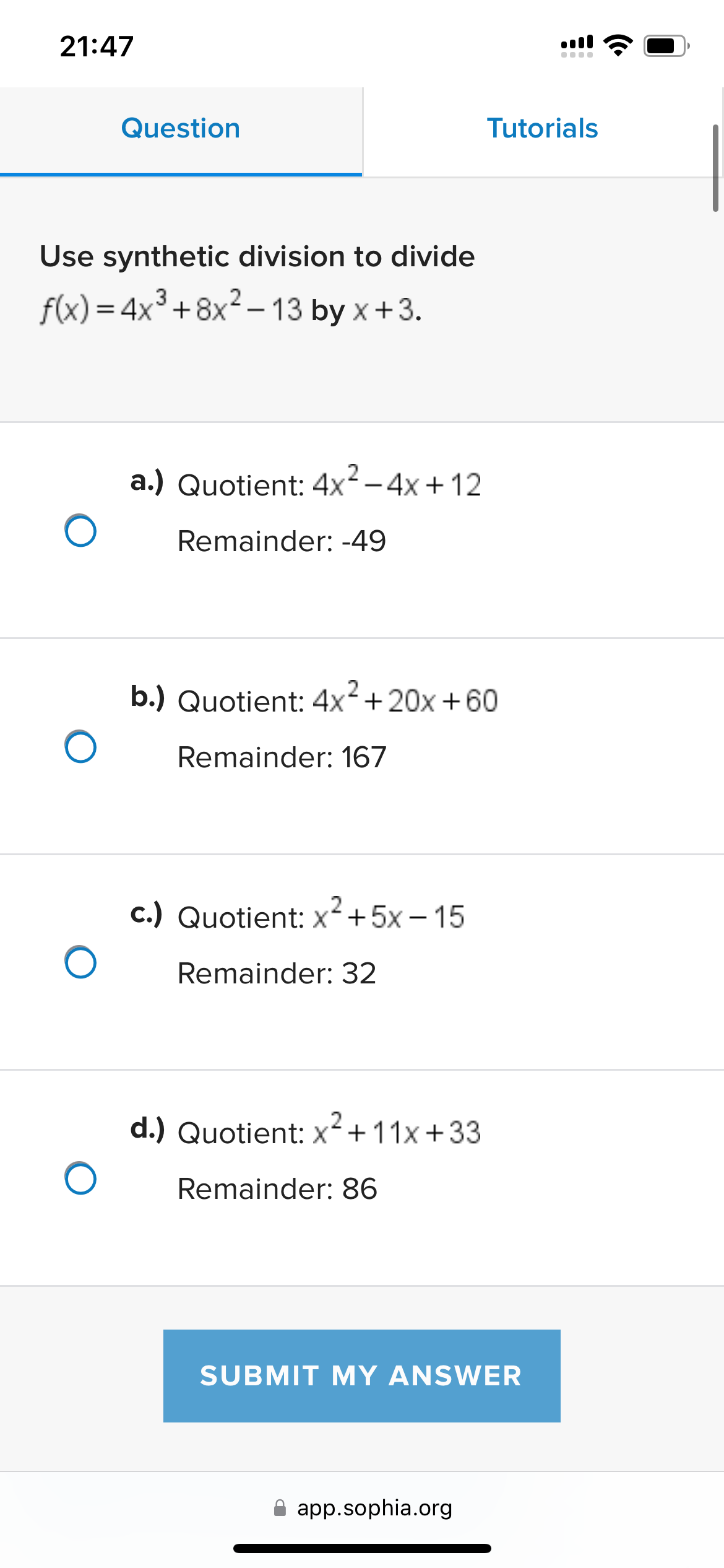 Use synthetic division to | Chegg.com