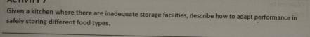 Solved Given a kitchen where there are inadequate storage | Chegg.com