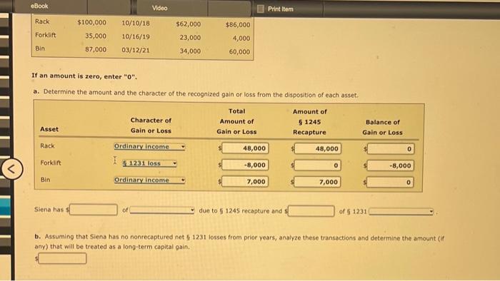 Siena industries (a sole proprietorship) sold three | Chegg.com