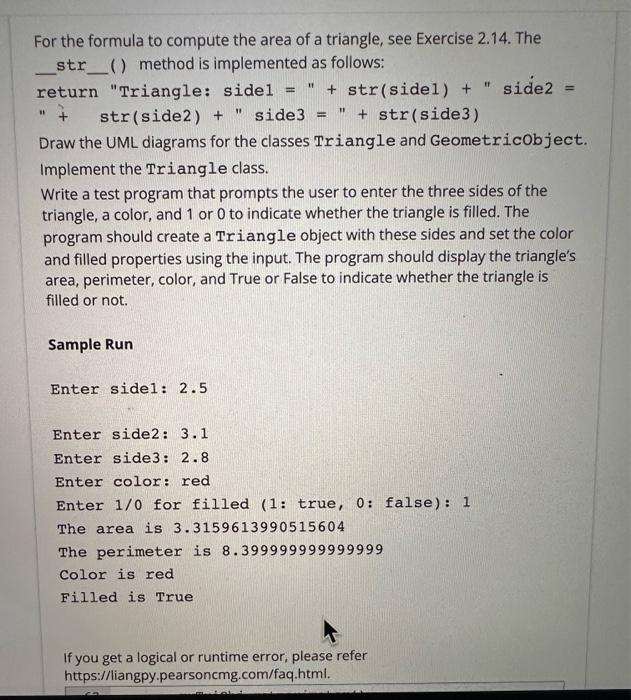 Solved Design A Class Named Triangle That Extends The