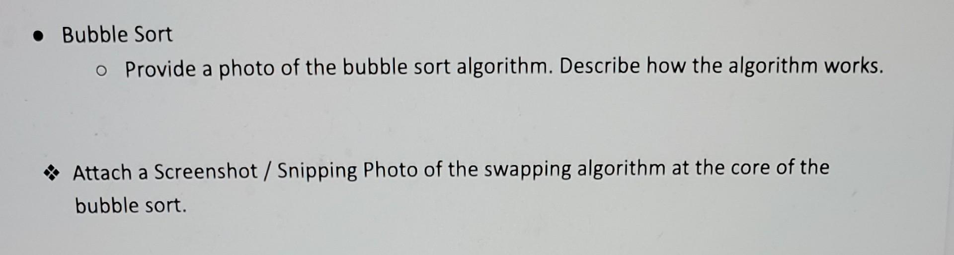 Solved Bubble Sort Provide a photo of the bubble sort | Chegg.com
