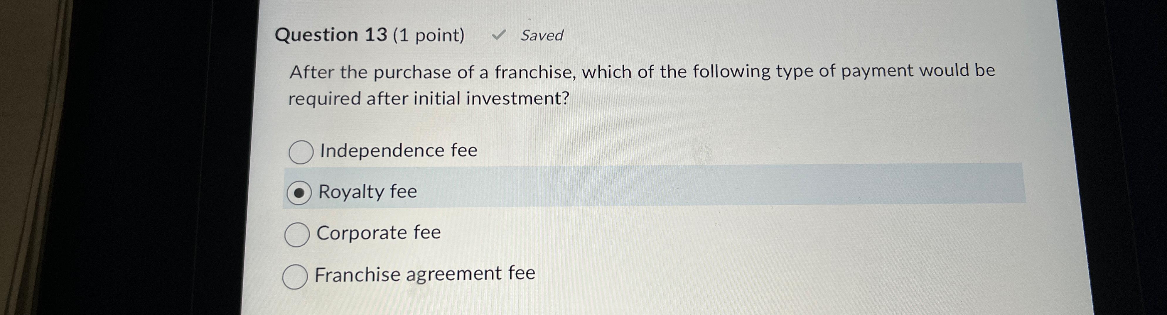 Solved Question 13 (1 ﻿point) ﻿SavedAfter the purchase of a | Chegg.com