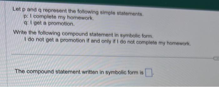 Solved Let p and q represent the following simple | Chegg.com