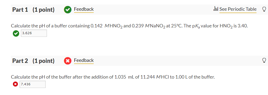 Solved Calculate the pH of the buffer after the addition of | Chegg.com