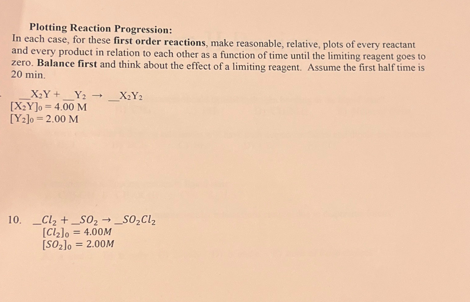 Solved Plotting Reaction Progression:In each case, for these | Chegg.com
