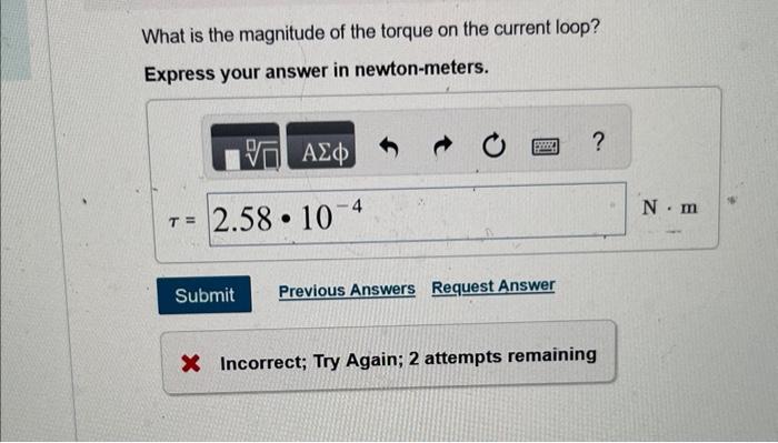 Solved A square current loop 5.5 cm on each side carries a | Chegg.com