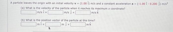Solved A particle leaves the origin with an initial velocity | Chegg.com