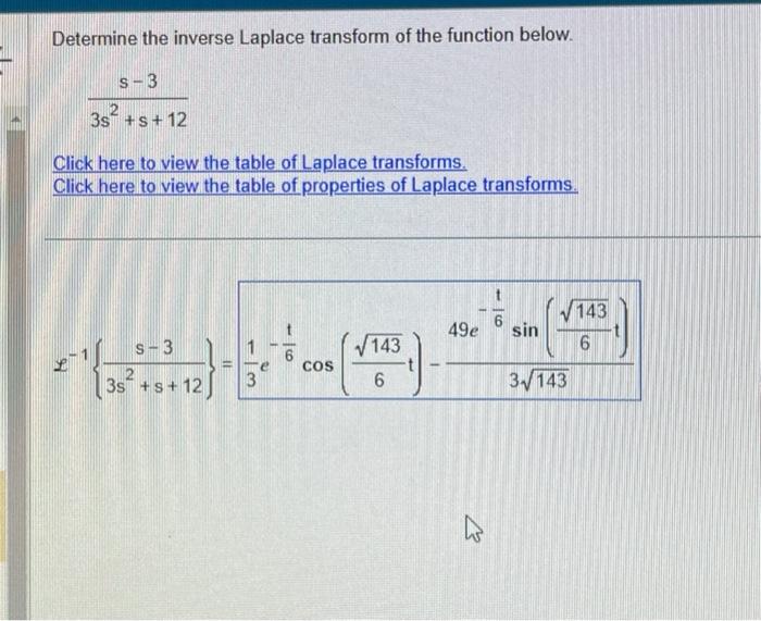 Solved Determine the inverse Laplace transform of the | Chegg.com
