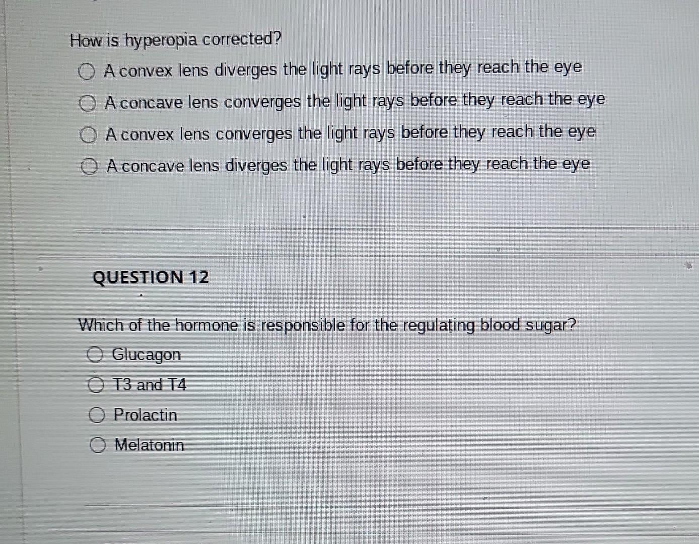 Solved How is hyperopia corrected? A convex lens diverges | Chegg.com