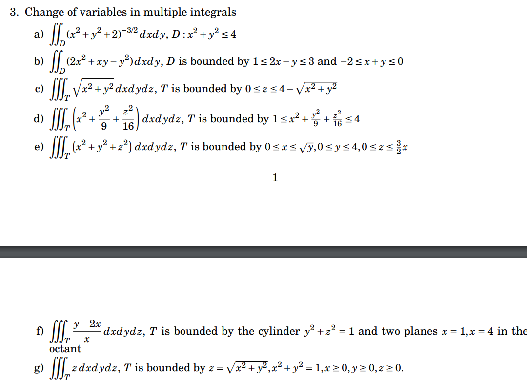 Solved Change of variables in multiple integrals a) | Chegg.com