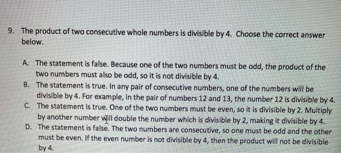 Solved 9. The product of two consecutive whole numbers is | Chegg.com