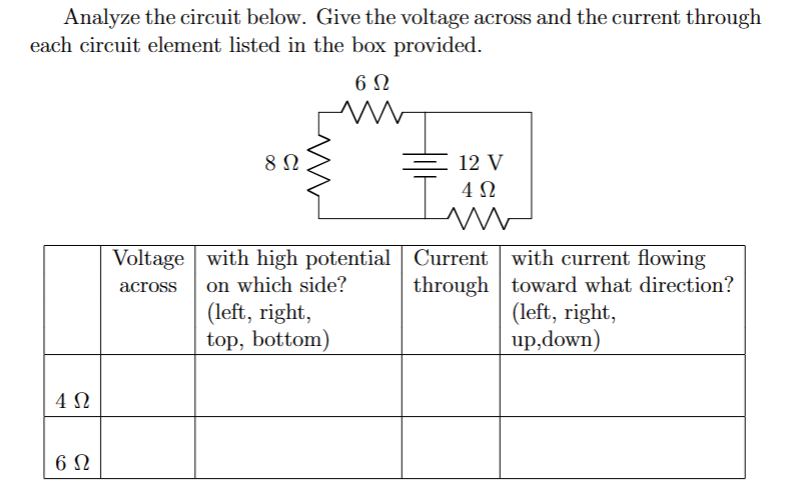 Solved Analyze the circuit below. Give the voltage across | Chegg.com
