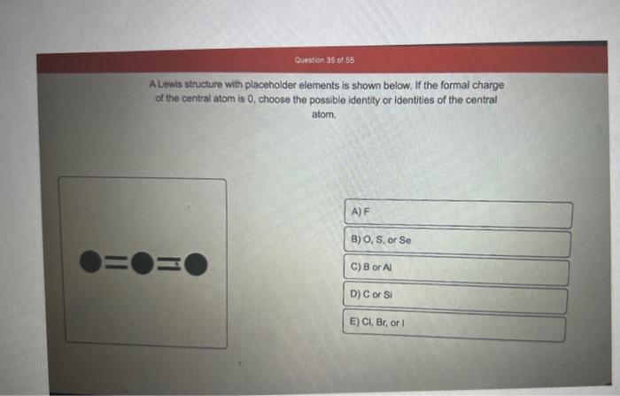 Solved A Lewis structure with placeholder elements is shown | Chegg.com