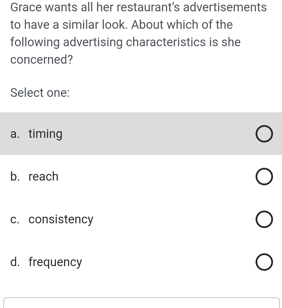 Solved Grace wants all her restaurant's advertisements to | Chegg.com