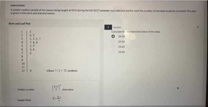 Solved A simple random sample of 16 classes being taught at | Chegg.com