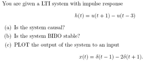 You are given a LTI system with impulse response h(t) | Chegg.com