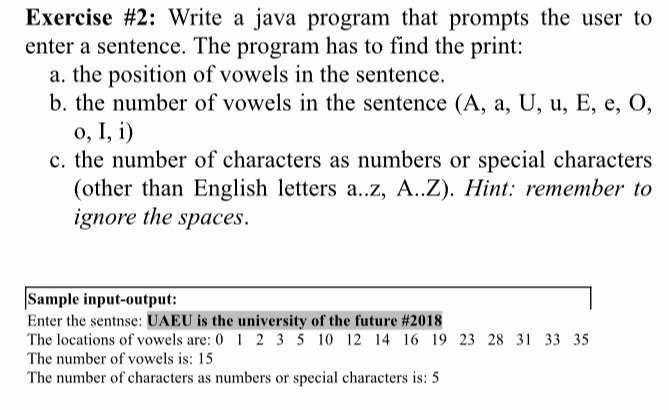 Solved Exercise #2: Write a java program that prompts the | Chegg.com