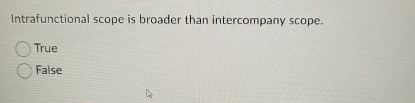 Solved Intrafunctional scope is broader than intercompany | Chegg.com