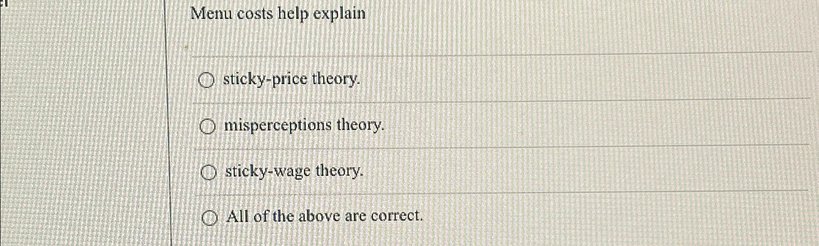 Solved Menu costs help explainsticky-price | Chegg.com