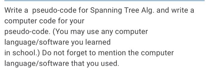 Solved Write A Pseudo Code For Spanning Tree Alg And Write 6362