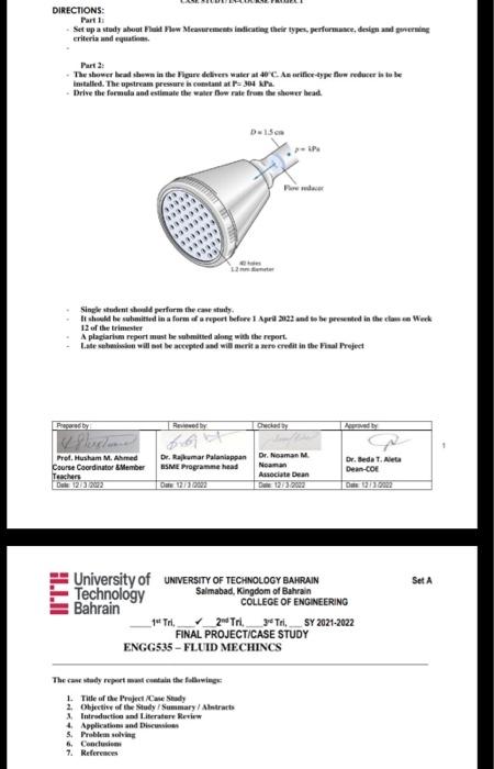 Solved DIRECTIONS: Part 1: Set up a study about Fluid Flow | Chegg.com