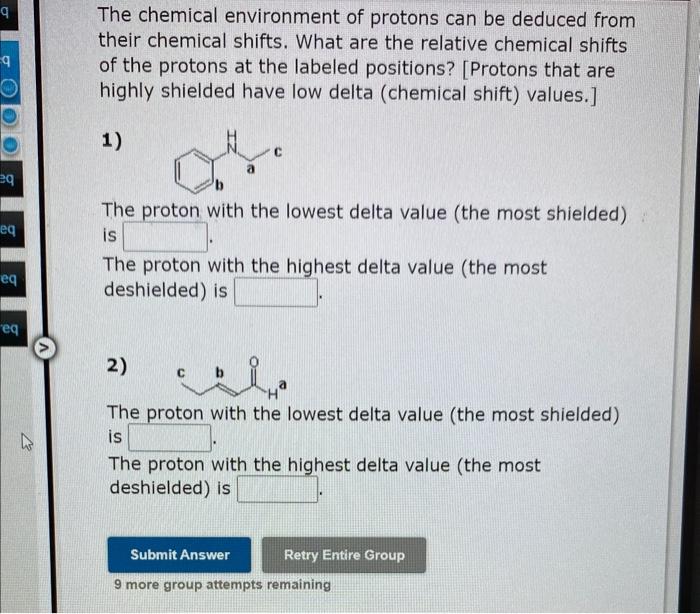 Solved the chemical envioronment of protons can be deduced | Chegg.com