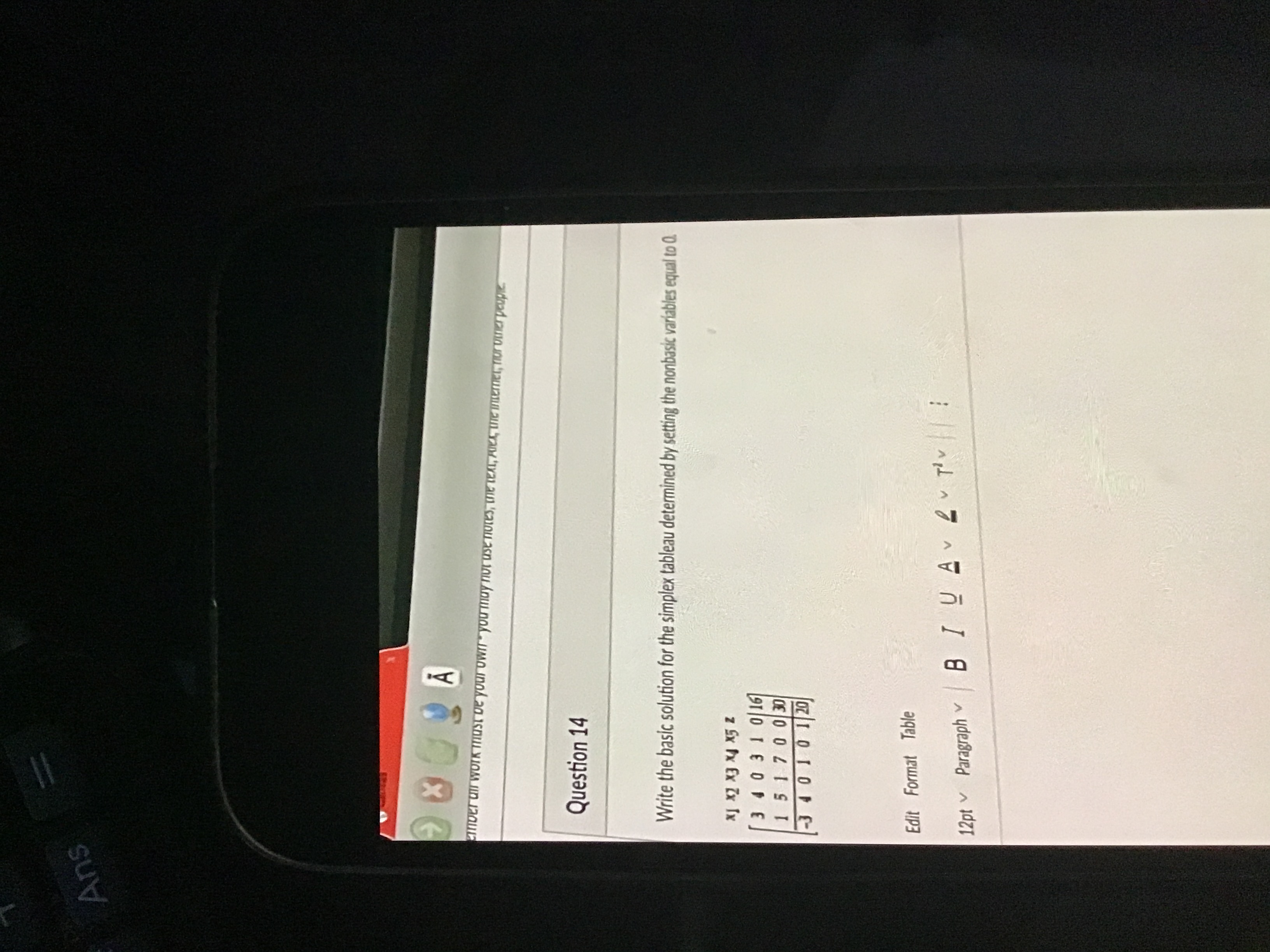 Solved Question 14Write the basic solution for the simplex | Chegg.com