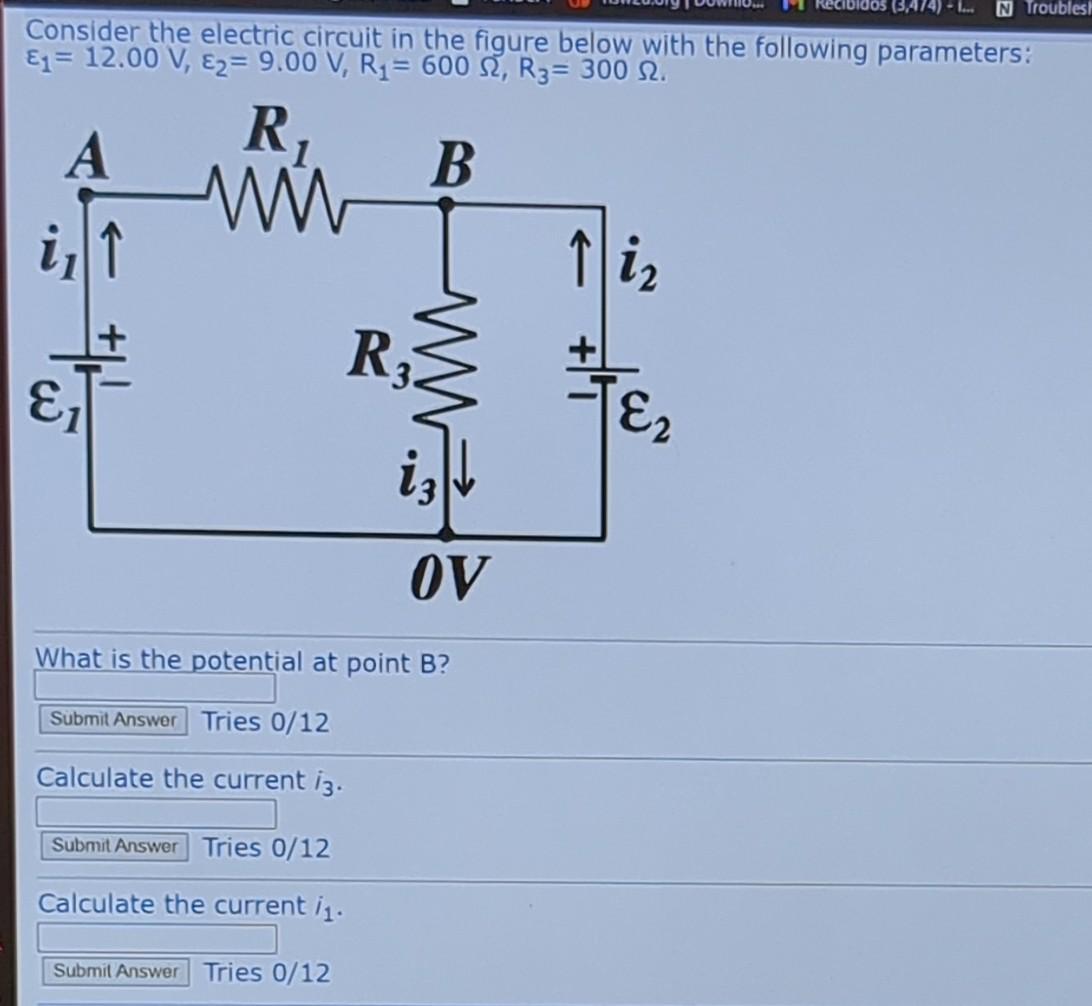 Solved Consider the electric circuit in the figure below | Chegg.com