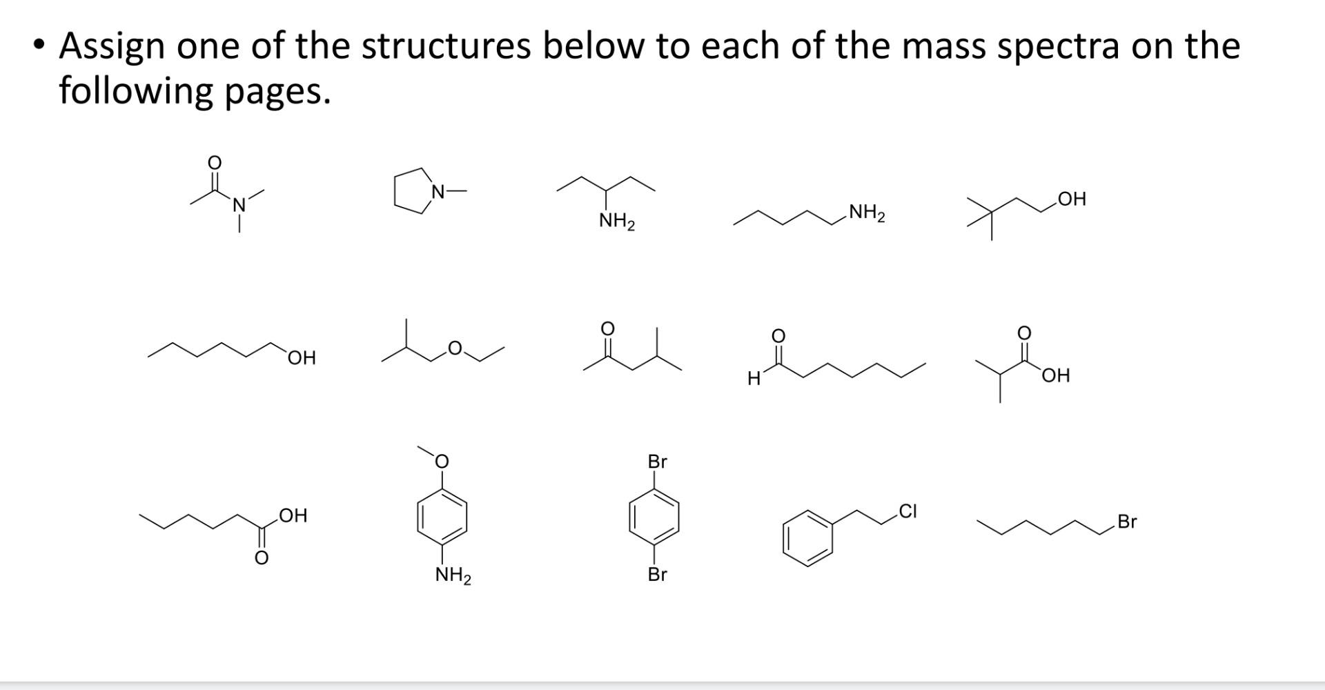Solved Assign one of the structures below to each of the | Chegg.com