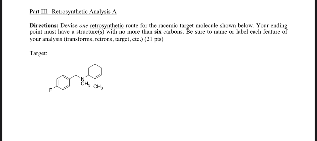 Part III. Retrosynthetic Analysis ADirections: Devise | Chegg.com