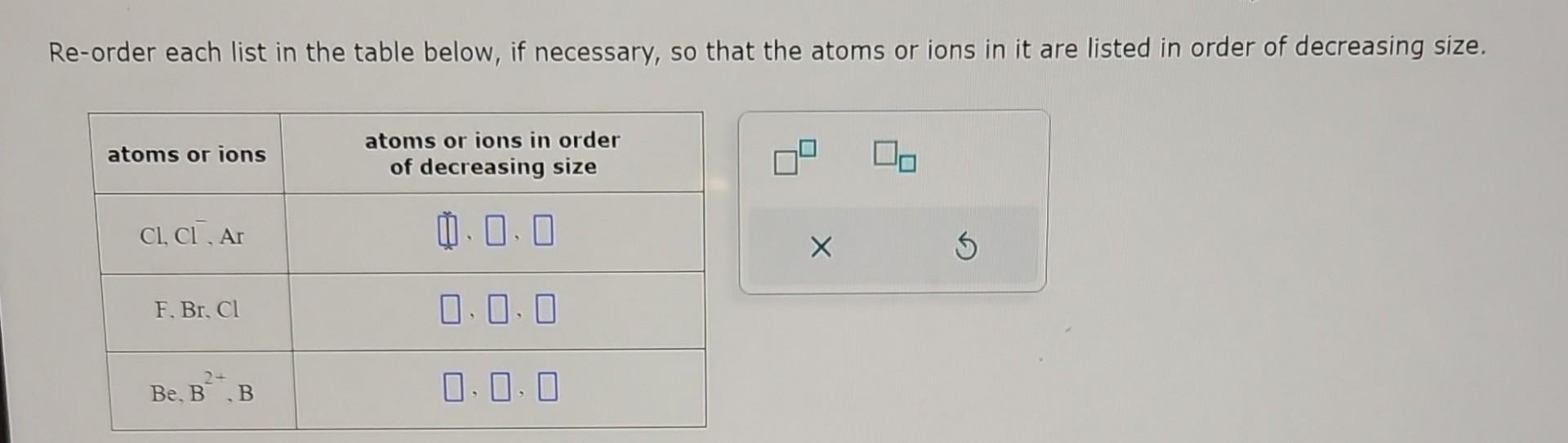 Solved Re-order each list in the table below, if necessary, | Chegg.com