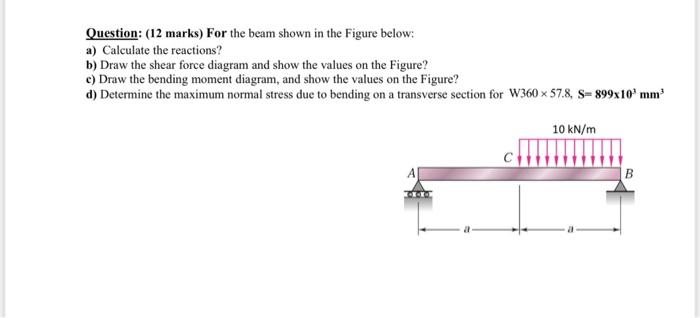 Question: (12 marks) For the beam shown in the Figure | Chegg.com