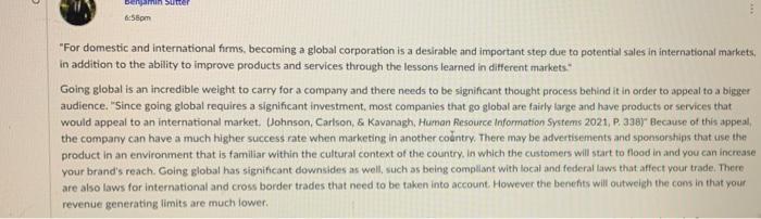 Solved benjamin Suter 5pm a "For domestic and international | Chegg.com