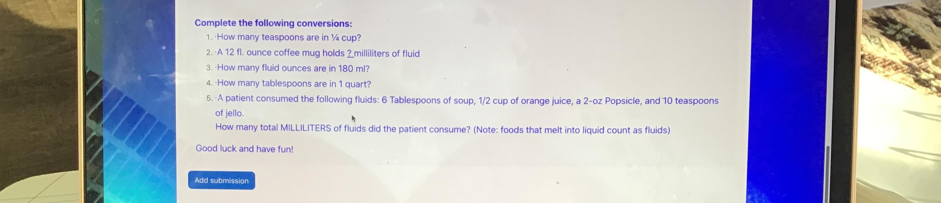 Solved Complete the following conversions:How many teaspoons | Chegg.com