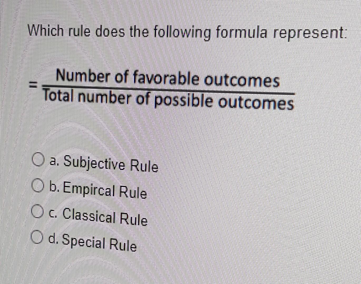 Solved Which rule does the following formula represent: | Chegg.com