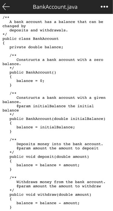 Solved BankAccountRevised Programming Assignment Modify the | Chegg.com