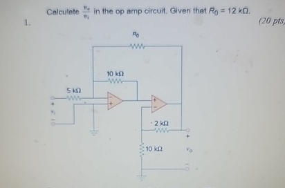 Solved Calculate tbv4 ﻿in the op amp circuit. Given that | Chegg.com